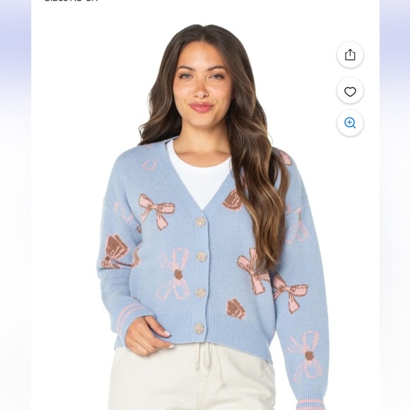 Boutique | Sweaters | 84knitted Blue And Pink Bows Cardigan Beautiful ...